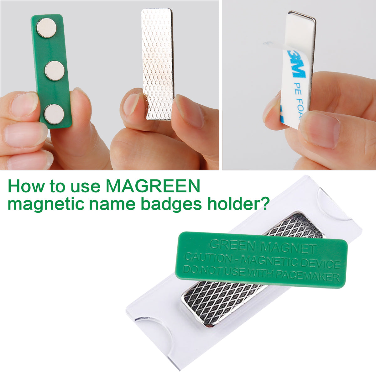1000 Pack Magreen Green Magnetic Name Badge Holders with 3 Neodymium M ...